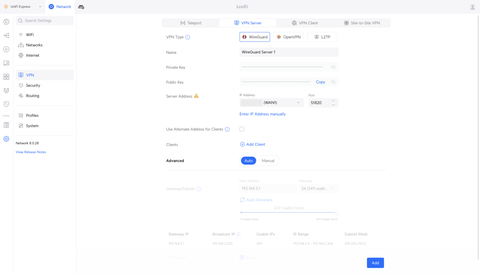 UniFi Express to UDM SE VPN (WireGuard) – DHnet